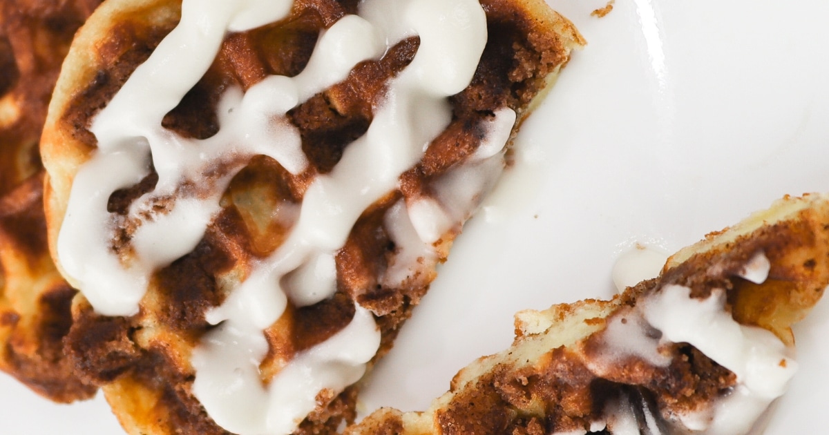 Keto Coffee Cake Protein Chaffle (With Cinnamon Crumble and Icing)