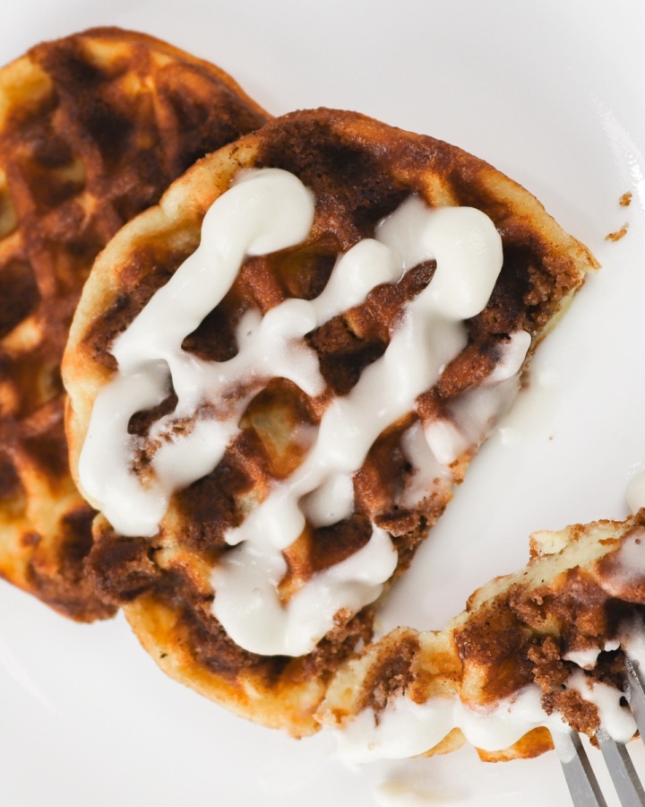 Keto Coffee Cake Protein Chaffle (With Cinnamon Crumble and Icing)