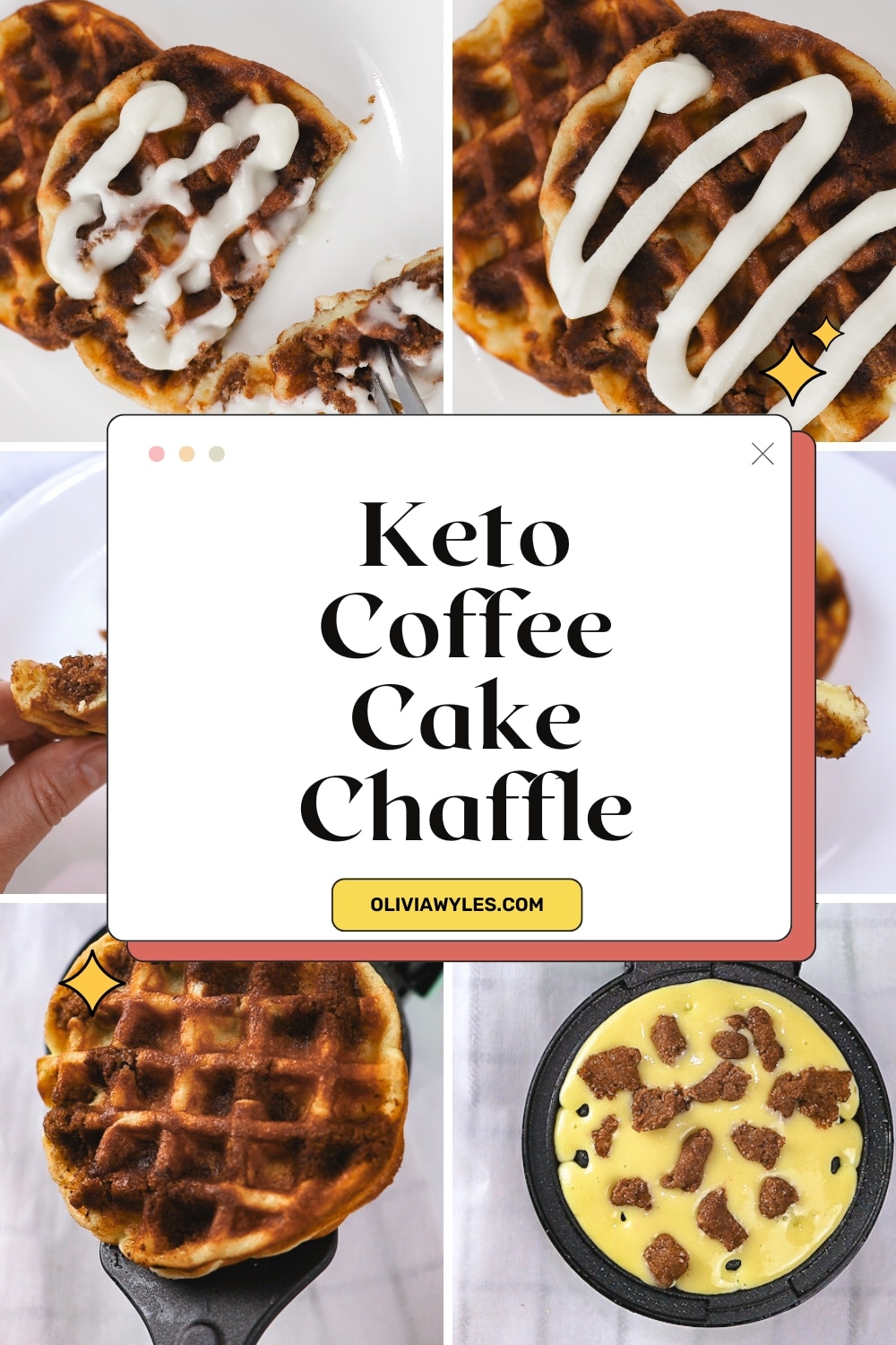Keto Coffee Cake Chaffle With Cinnamon Crumble And Icing