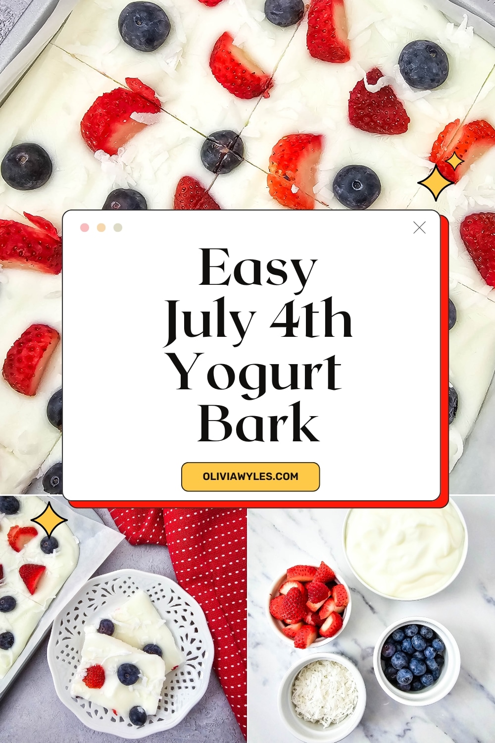Keto Red White and Blue Yogurt Bark