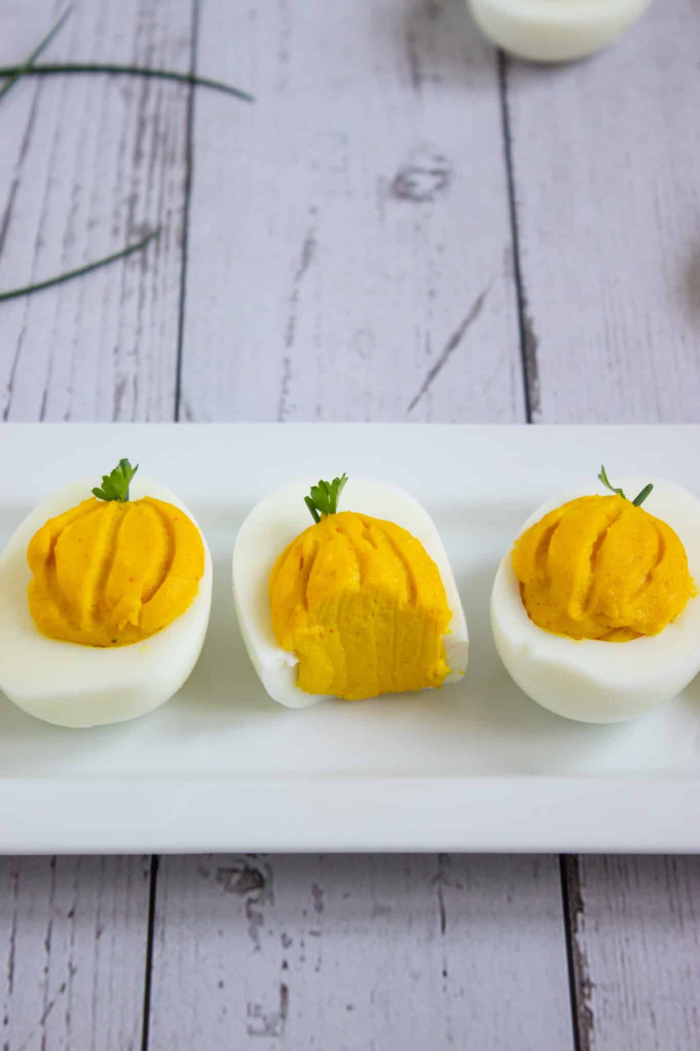 Low Carb Pumpkin Deviled Eggs