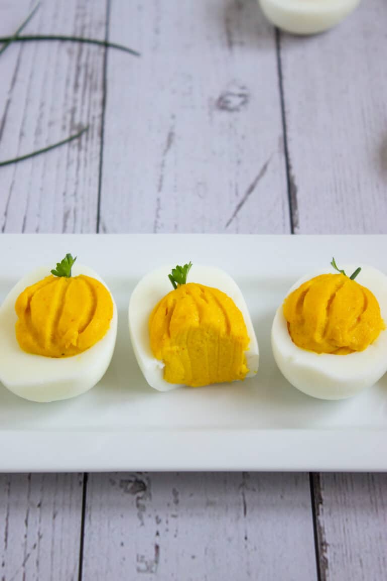 Low Carb Pumpkin Deviled Eggs